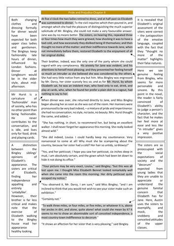Pride and Prejudice Chapter Eight Fully Annotated | Teaching Resources
