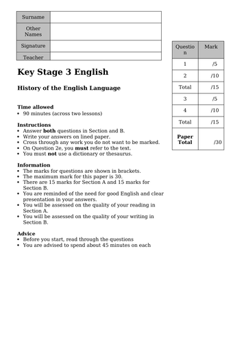History of the English Language | Teaching Resources