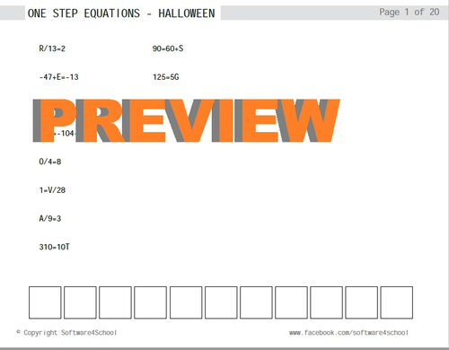 ONE STEP EQUATIONS - HALLOWEEN | Teaching Resources