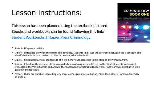 WJEC Criminology Unit 1.1 Introduction | Teaching Resources