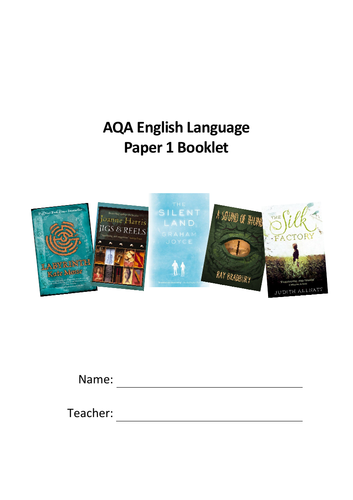 AQA Language Paper 1 past papers booklet | Teaching Resources