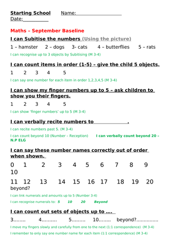 EYFS Reception Baseline Assessments for New 2021 Framework | Teaching ...