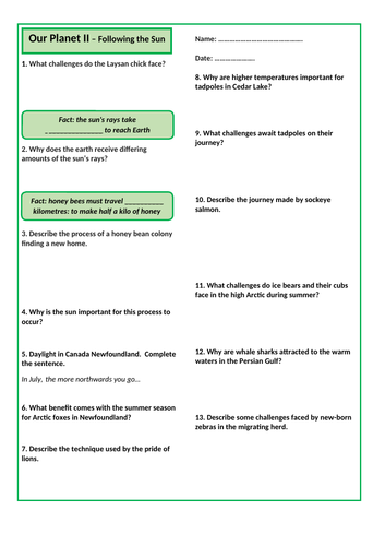 Our Planet 2 - Following the Sun | Teaching Resources