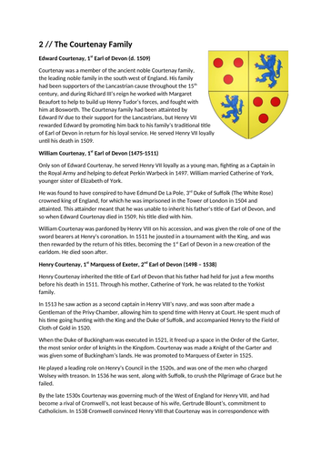 Tudor England - Noble Families - Revision Exercise | Teaching Resources