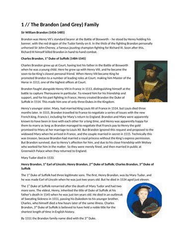 Tudor England - Noble Families - Revision Exercise | Teaching Resources