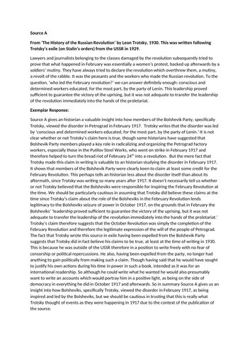 Exemplar Essay and Source Responses - AQA 2N Russia 1917-1953 ...