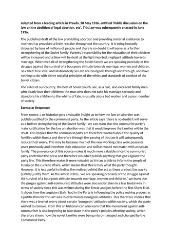 Exemplar Essay and Source Responses - AQA 2N Russia 1917-1953 ...