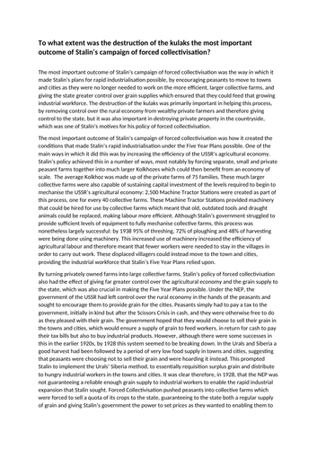 Exemplar Essay and Source Responses - AQA 2N Russia 1917-1953 ...