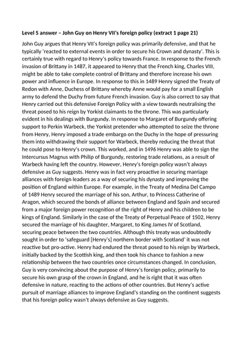Exemplar Essay and Extract Responses - AQA 1C Tudor England 1485-1603 ...