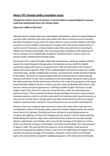 Exemplar Essay and Extract Responses - AQA 1C Tudor England 1485-1603 ...