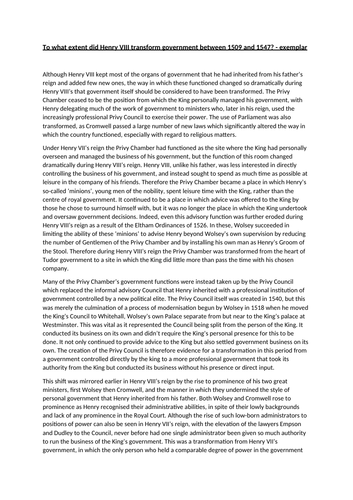 Exemplar Essay and Extract Responses - AQA 1C Tudor England 1485-1603 | Teaching Resources