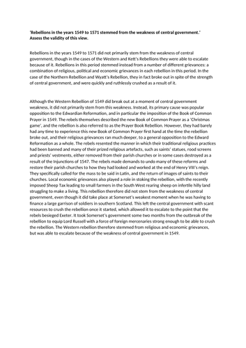 Exemplar Essay and Extract Responses - AQA 1C Tudor England 1485-1603 ...