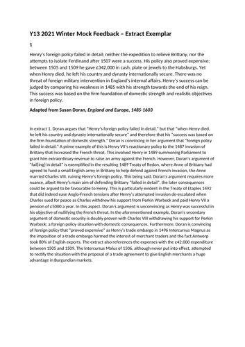 Exemplar Essay and Extract Responses - AQA 1C Tudor England 1485-1603 ...