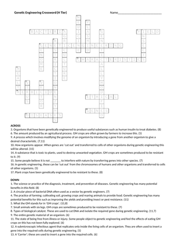 CROSSWORDS FOR GCSE BIOLOGY | Teaching Resources