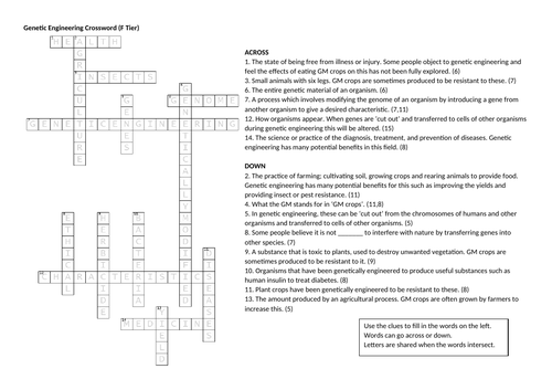CROSSWORDS FOR GCSE BIOLOGY | Teaching Resources