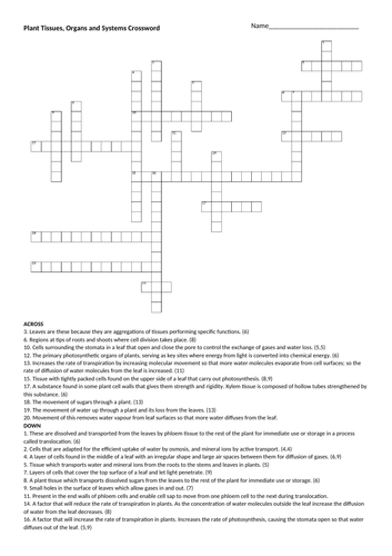 CROSSWORDS FOR GCSE BIOLOGY | Teaching Resources