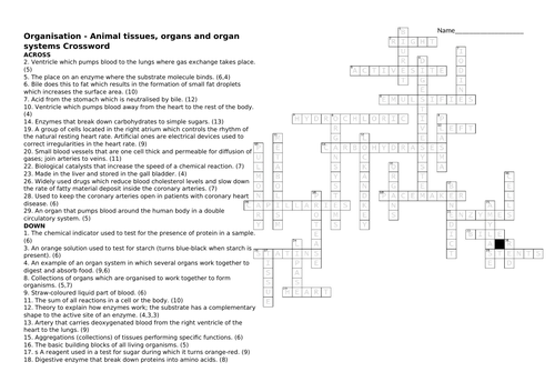 CROSSWORDS FOR GCSE BIOLOGY | Teaching Resources