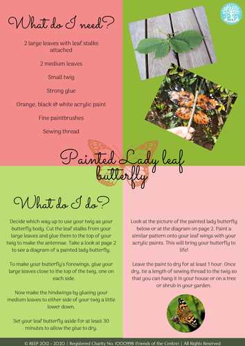 EAL Gardening Craft Activity - Painted Lady Leaf Butterfly | Teaching ...