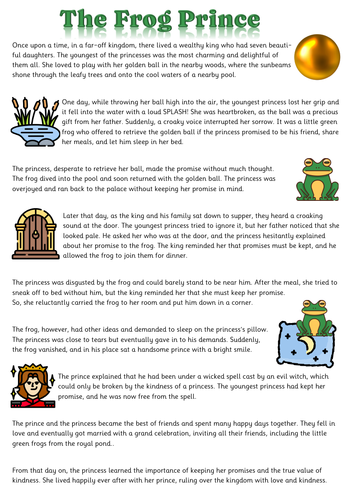 Frog Prince Reading Comprehension | Teaching Resources