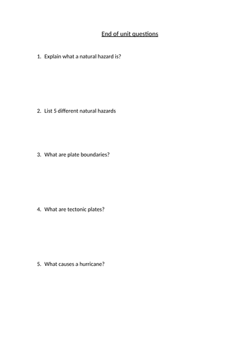 Natural Hazards, Y9, Geography, AQA | Teaching Resources