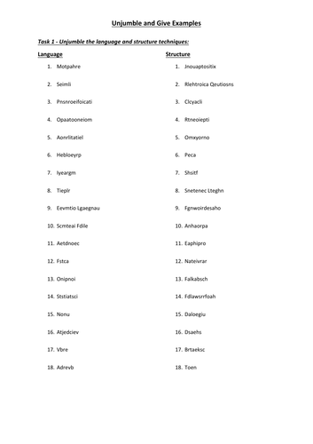 Unjumble Activity | Teaching Resources