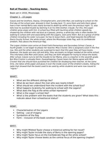 'Roll of Thunder, Hear My Cry' - Complete Scheme of Work | Teaching ...