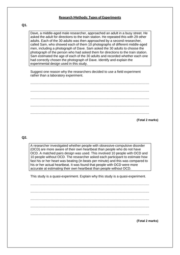 A-Level Psychology - TYPES OF EXPERIMENTS [Year 1 Research Methods ...