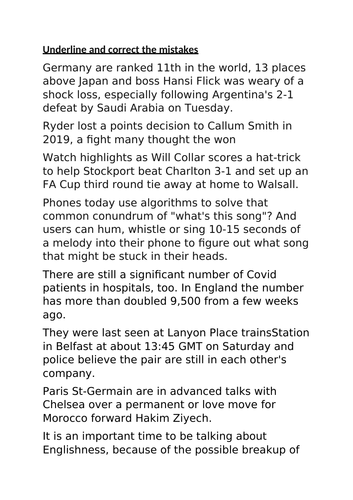 Spot the mistakes | Teaching Resources