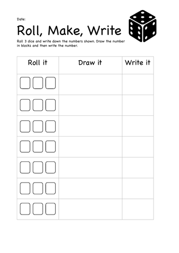 Place Value - Dice worksheet | Teaching Resources
