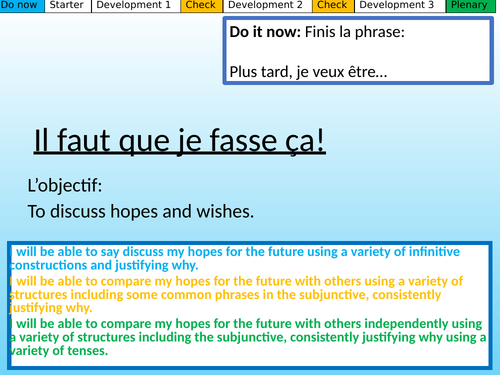 Studio GCSE French Higher Module 7 Bon travail | Teaching Resources