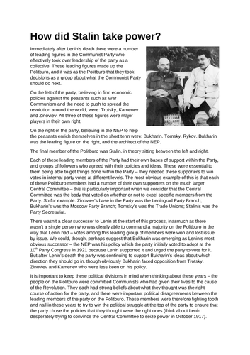 How did Stalin take power? - Full Lesson - AQA 2N Russia 1917-1953 ...