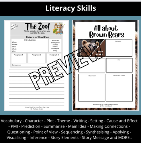 ONCE THERE WAS A BEAR by Jane Riordan NOVEL STUDY and Reading ...