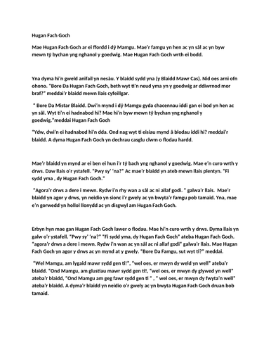 HUGAN FACH GOCH - home school Welsh Language Resource (Little Red ...