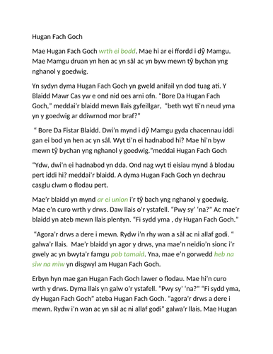 HUGAN FACH GOCH - home school Welsh Language Resource (Little Red ...