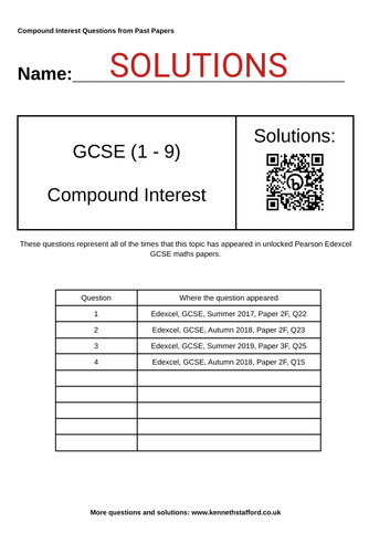 Compound Interest and Depreciation. GCSE Maths Past Paper Questions ...