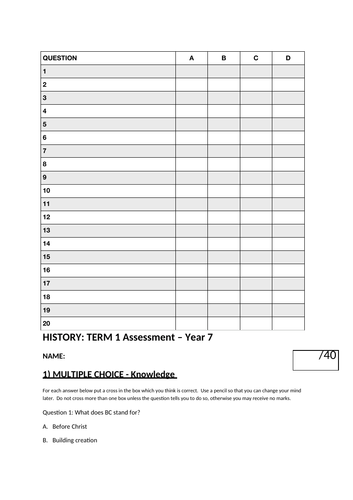 KS3 History Assessments | Teaching Resources