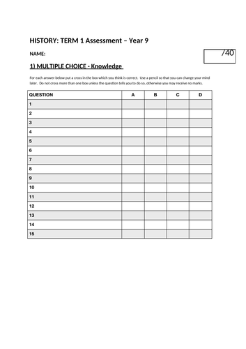 KS3 History Assessments | Teaching Resources