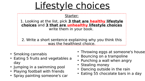Lifestyle Choices | Teaching Resources