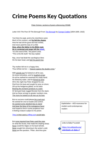 AQA Crime poems KS5 Wilde Crabbe Browning | Teaching Resources
