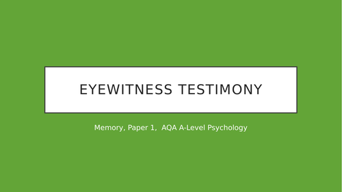 Complete 'Memory' Topic Revision PowerPoints - AQA A-Level Psychology ...
