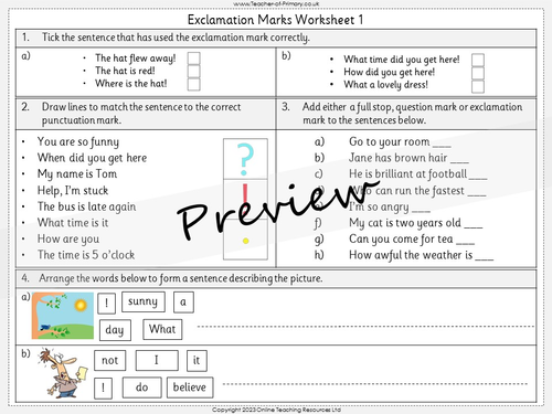 Exclamation Marks - Year 1 | Teaching Resources