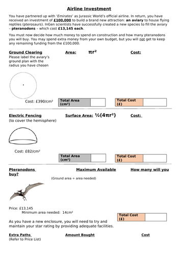 Y6 Jurassic World Maths Project: Part 3 | Teaching Resources