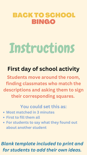 Back to school treasure hunt & bingo | Teaching Resources