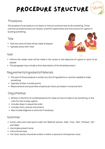 Procedure Writing Structure Teaching Resources