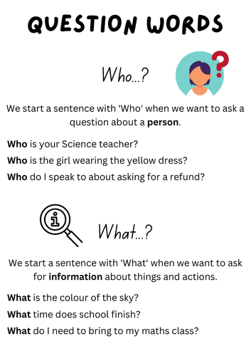 Question Words | Teaching Resources