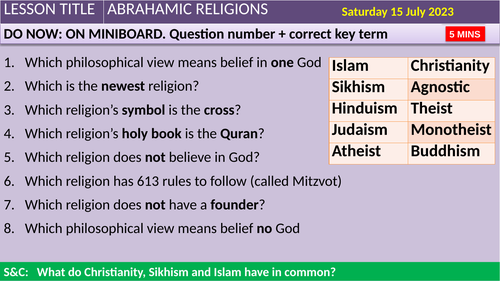 ABRAHAMIC RELIGIONS | Teaching Resources