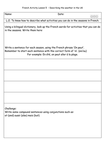 KS2 French Weather and Seasons Unit Pack - 5 complete lessons ...