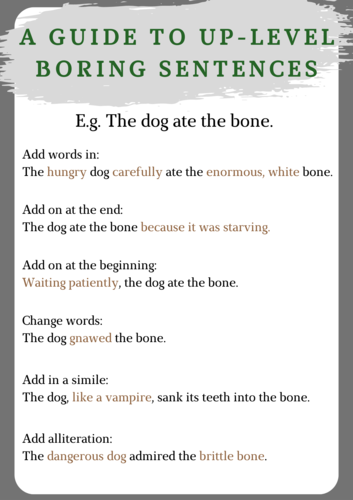 Up-Level Boring Sentences | Teaching Resources