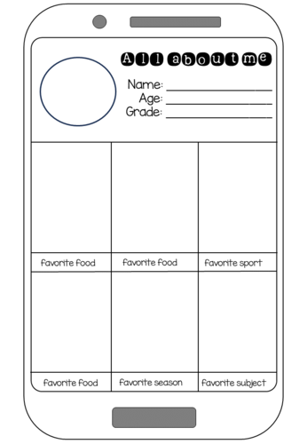 All About Me Phone Selfie Craftivity | First Week of School | Back to ...