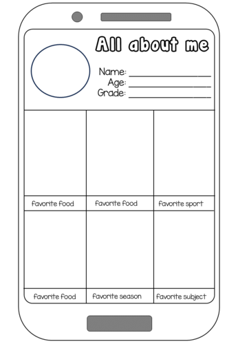 All About Me Phone Selfie Craftivity | First Week of School | Back to ...